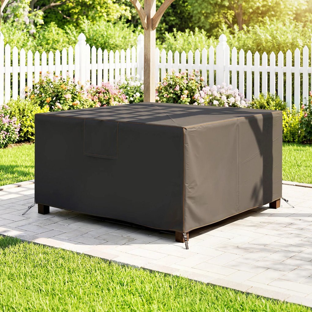 Outsunny Ochranný kryt na zahradní nábytek Zimní nepromokavý kryt Anti-UV plachta 420D Oxford tkanina 125x125x74cm černá