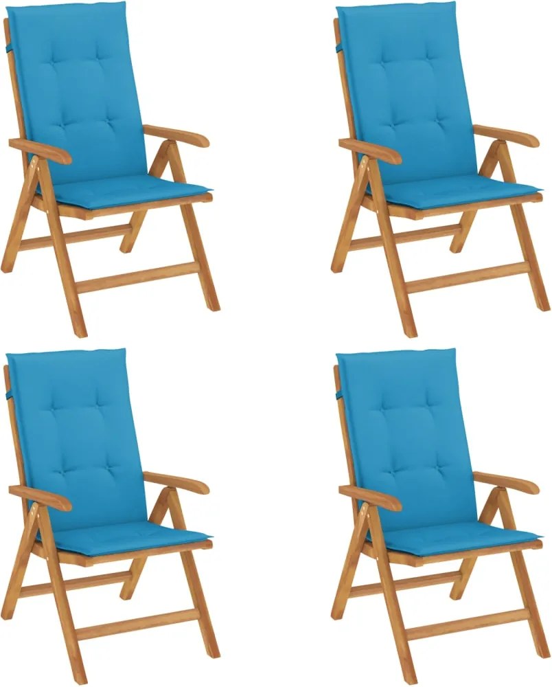 Skládací polohovací křesla s polštáři 4 ks, masivní teak 3196467