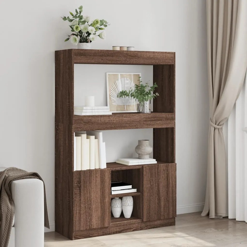 Skříň highboard hnědý dub 92 x 33 x 140 cm kompozitní dřevo 3309615
