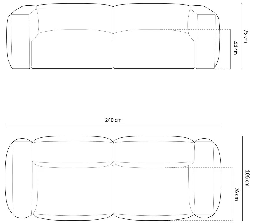 Micadoni Sametová pohovka Martina 240 cm