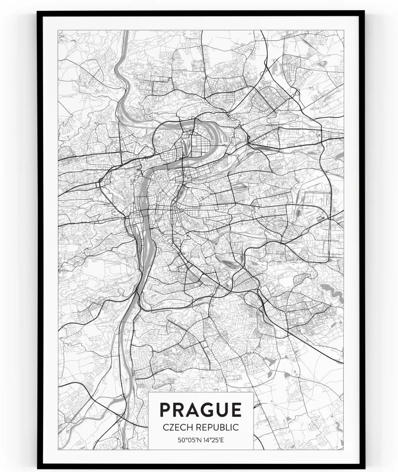 Obraz Mapa Praha 30 x 40 cm - napnuté plátno na dřevěném rámu