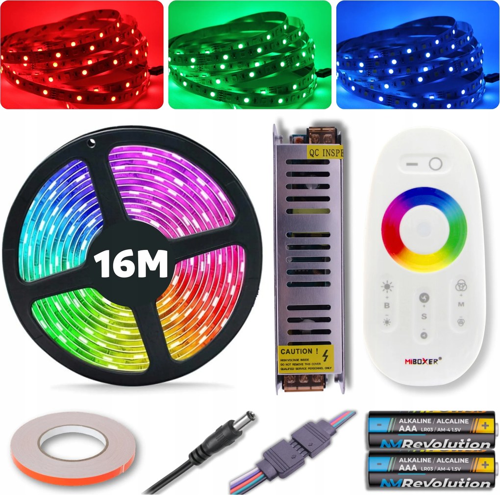 Set Led pásek Rgb 5050 barevný napájecí zdroj dálkový ovladač 16M 12V Premium