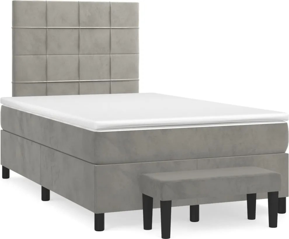 Box spring postel s matrací světle šedá 120 x 200 cm samet 3137833