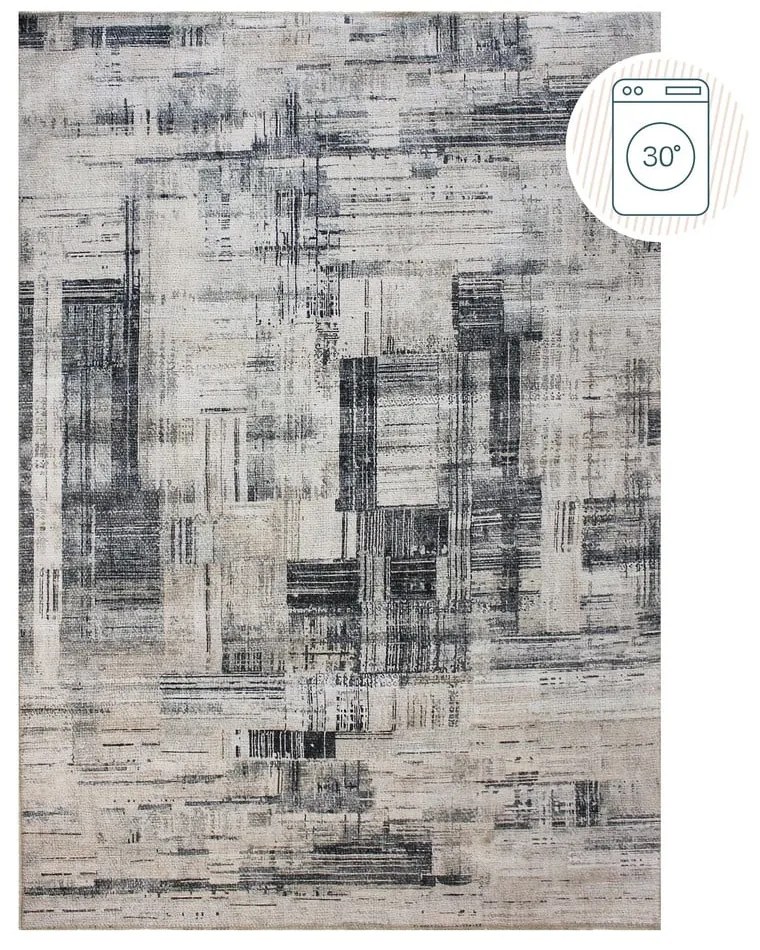 Šedý pratelný koberec 190x290 cm Silas Abstract – Flair Rugs