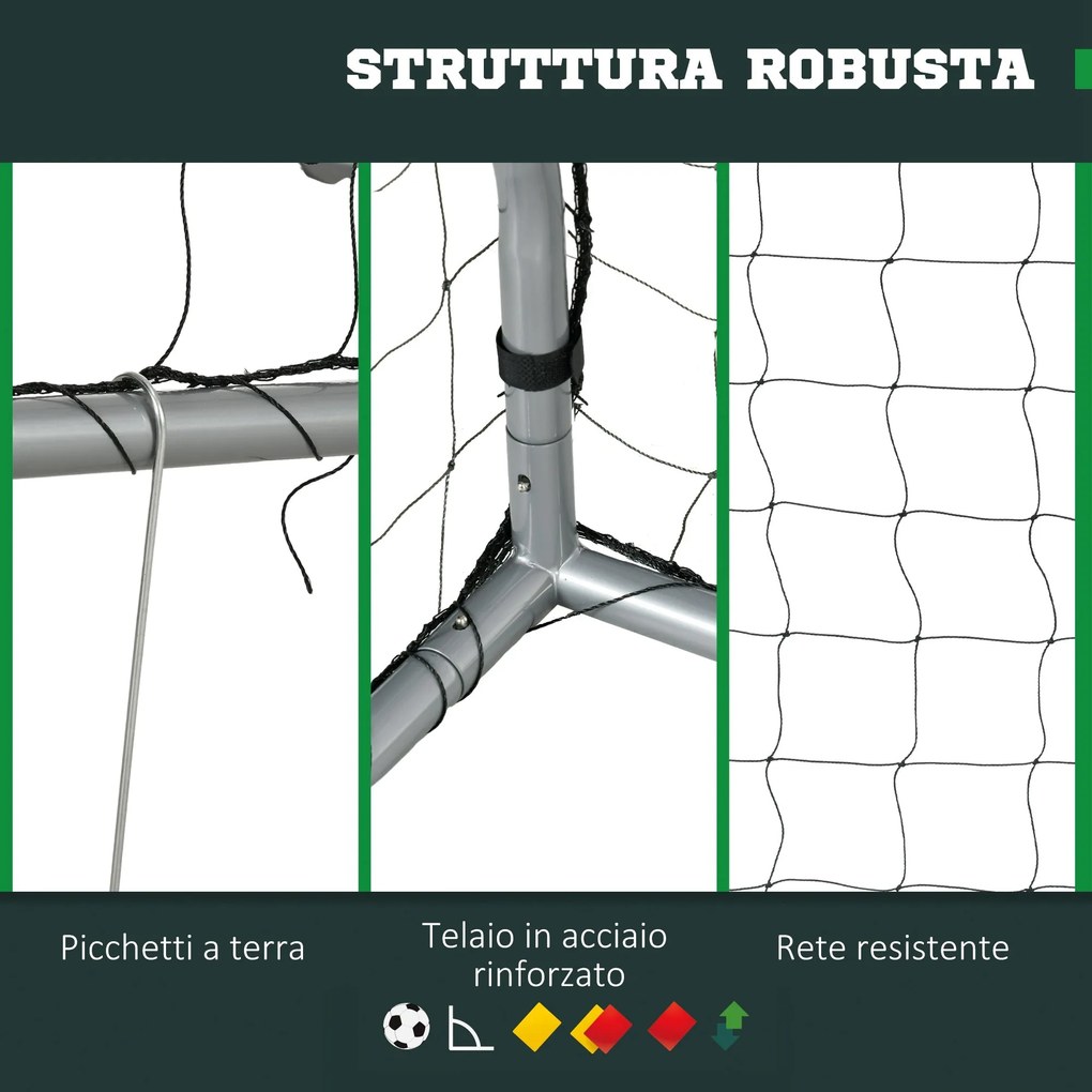 SPORTNOW Fotbalová branka 180x120x60 cm se šrouby a kolíky, šedá fotbalová síť z PE a kovu