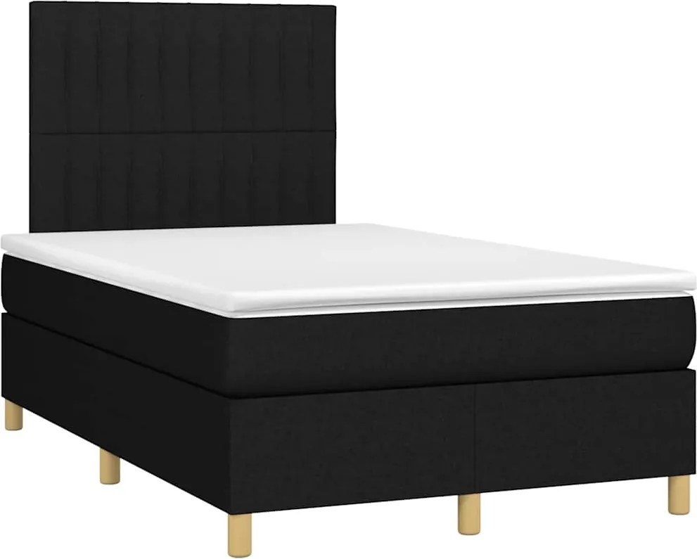 Box spring postel s matrací a LED černá 120x190 cm textil 3270262