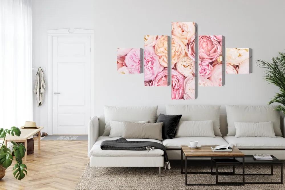 Vícedílný obraz Kvetoucí Květiny V Pastelových Barvách Nedostatek Nedostatek Plátno Canvas 250x150