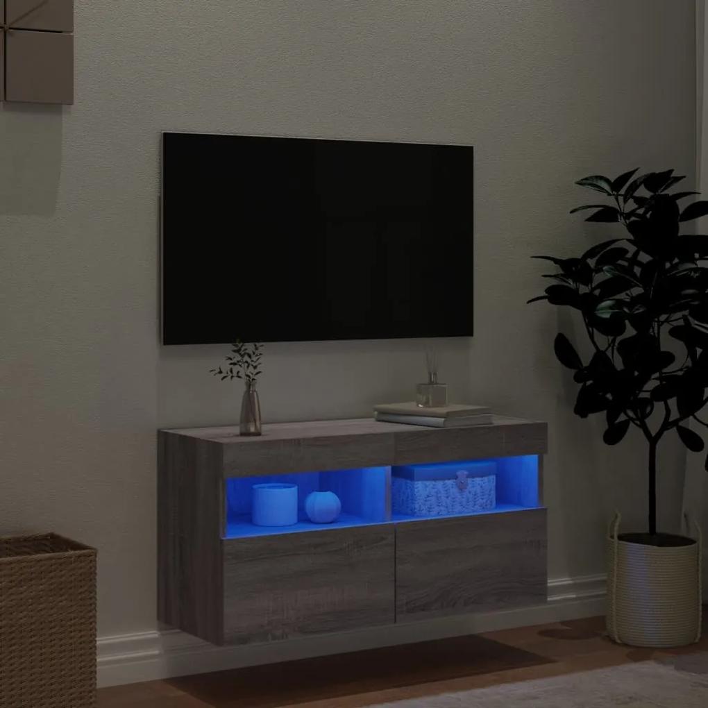 vidaXL Nástěnná TV skříňka s LED osvětlením 80 x 30 x 40 cm [837207] Barva: šedá sonoma