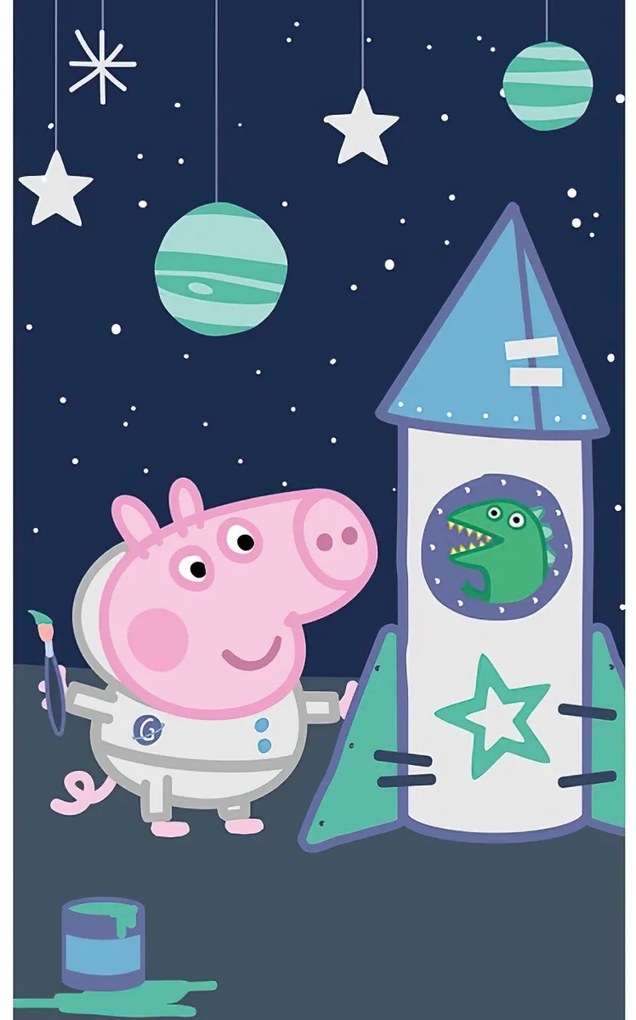 Carbotex dětský froté ručník PRASÁTKO PEPINA (PEPPA) TOMÍK ASTRONAUT, tmavě modrý, 30x50cm