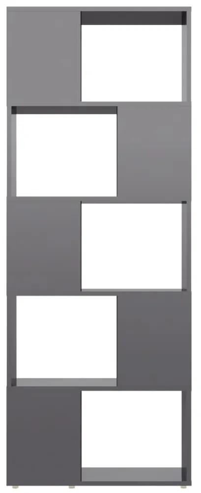 vidaXL Knihovna / dělicí stěna šedá s vysokým leskem 60 x 24 x 155 cm