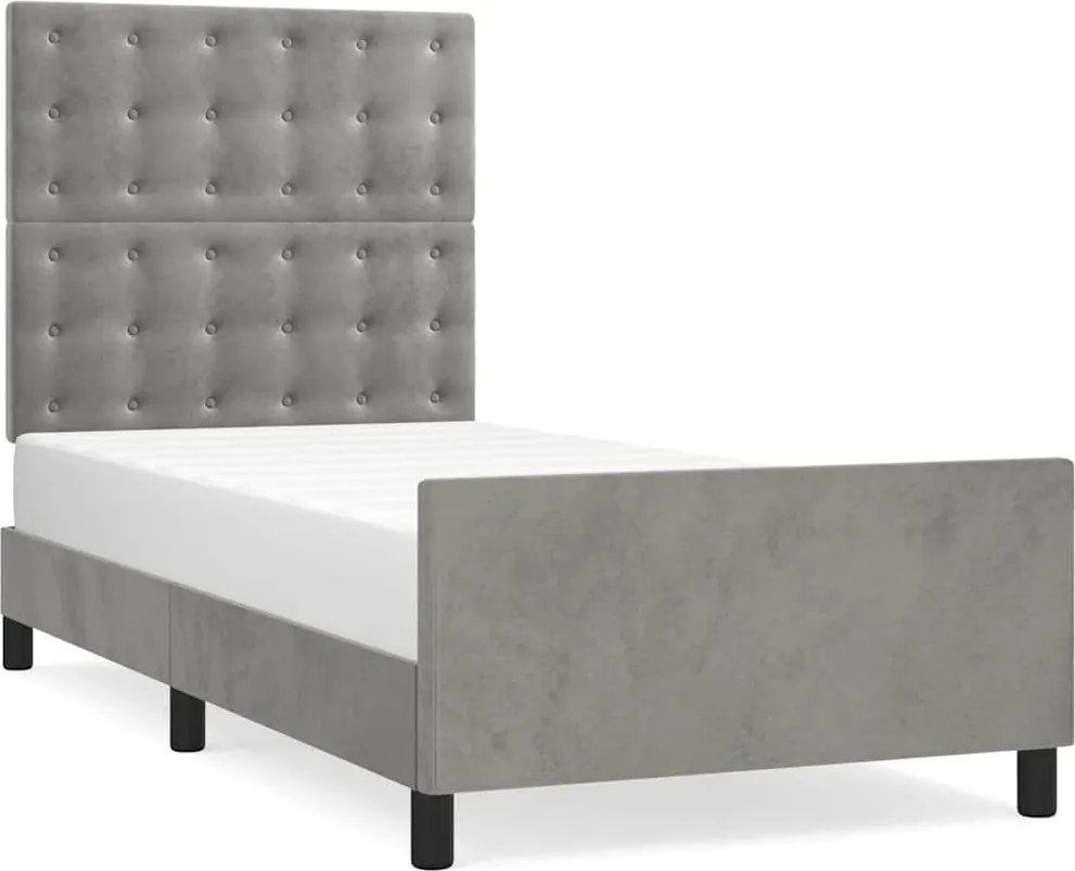 Rám postele bez matrace světle šedá 80 x 200 cm samet 3125965
