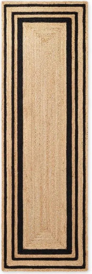 Černý/v přírodní barvě oboustranný/ručně tkaný jutový běhoun 80x250 cm Looma – Hanse Home