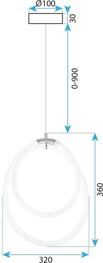 Toolight Toolight, LED závěsné svítidlo G021-CP, bílá-zlatá, OSW-06372