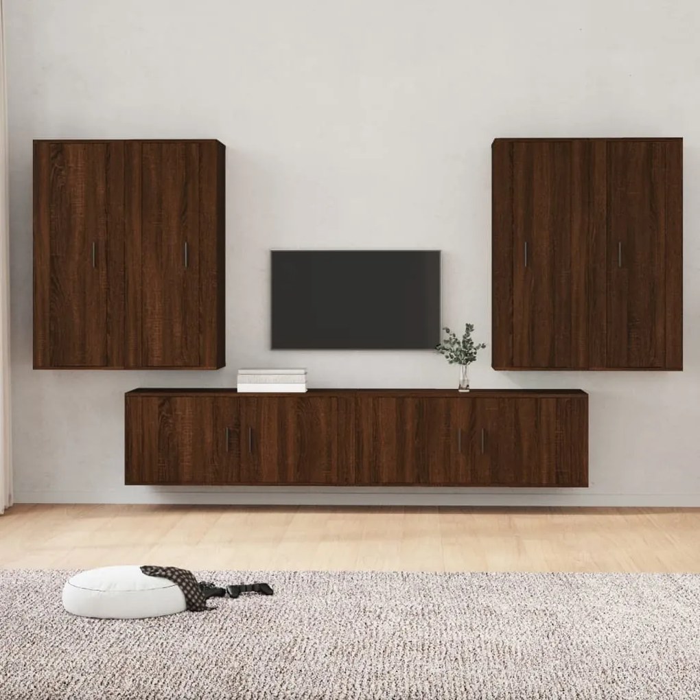 vidaXL 6dílný set TV skříněk kompozitní dřevo [3188863] Barva: kouřový dub
