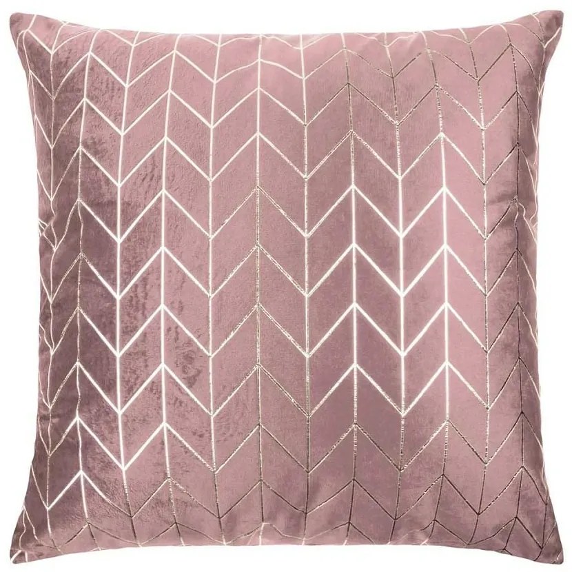 Spod Igły i Nitki Dekorační povlak na polštář 45x45 Nord powder pink gold cikcak velvet