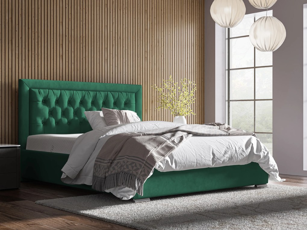 Eka Čalouněná postel Mona - Kronos 90x200 cm Barva látky: Hořčicová (Kronos 01), Úložný prostor: S kovovým rámem úložného prostoru