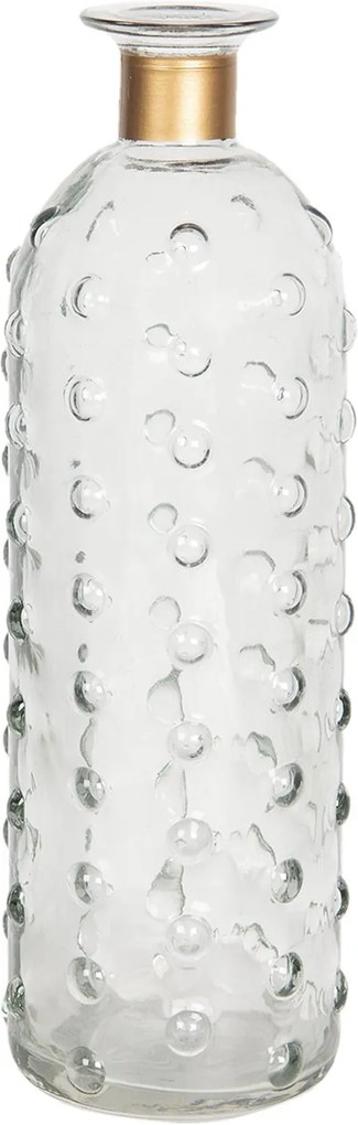 Dekorační skleněná váza se zlatým hrdlem Bulles – Ø 8*26 cm