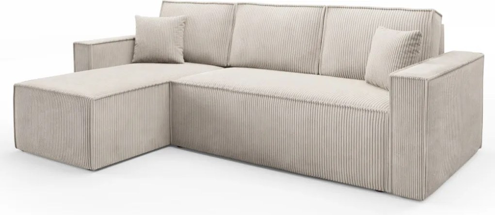 Rohová rozkládací sedací souprava do L BASIC, 240 cm, s úložným prostorem Roh pohovky: Pravý roh, Barva látky: Modrá (Poso 05)