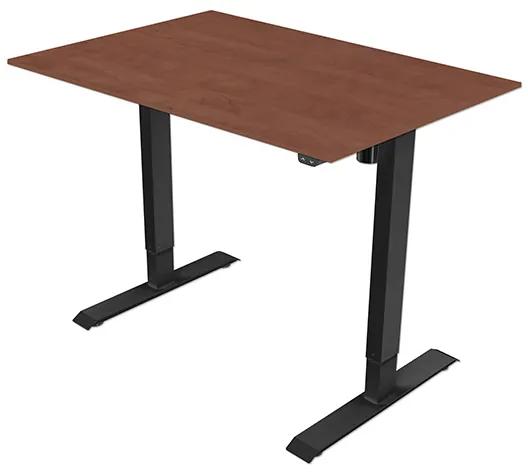 Elektricky výškově nastavitelný stůl POWERO — včetně desky, třešeň, černá, 75×160 cm