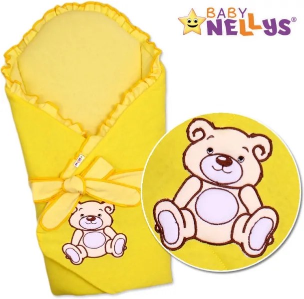 Baby Nellys Zavinovačka s výztuží Teddy Bear - jersey - krémově/žlutá