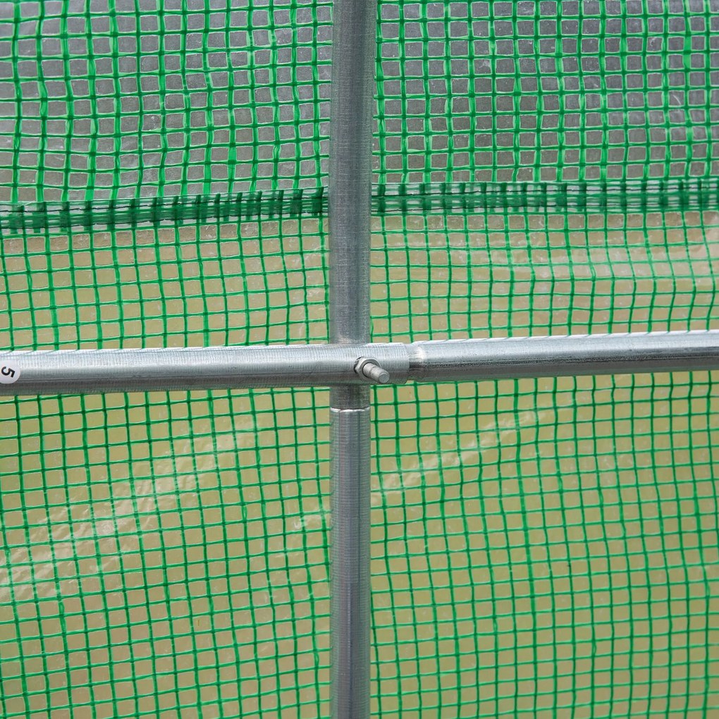 Fóliový skleník Outsunny Skleník 350x300x200 cm se sedlovou střechou ideální pro rajčata a rostliny