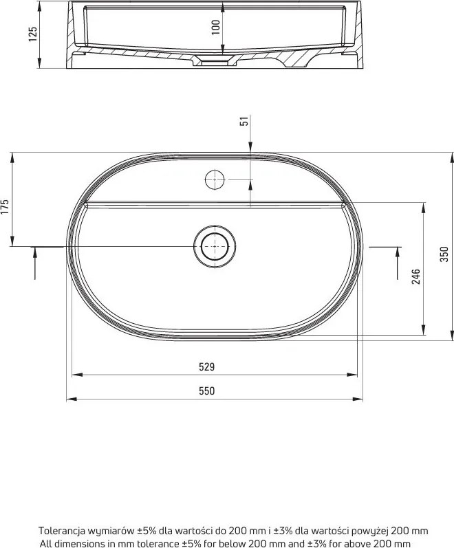 Deante Silia, granitové umyvadlo na desku 550x350x125mm, béžová, DEA-CQS_5U6B