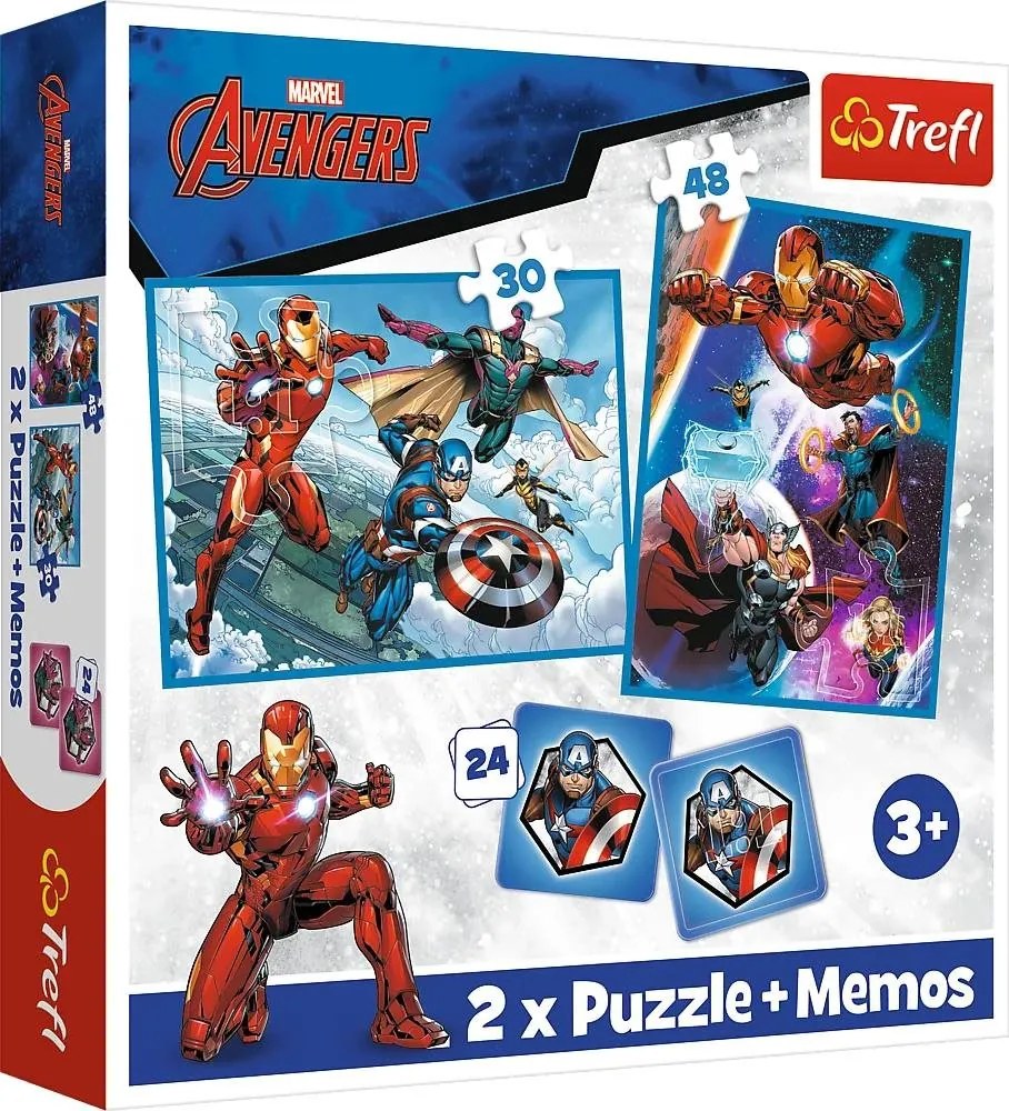 Puzzle trefl sada 3v1 avengers: hrdinovévakci (2 × puzzle + pexeso)
