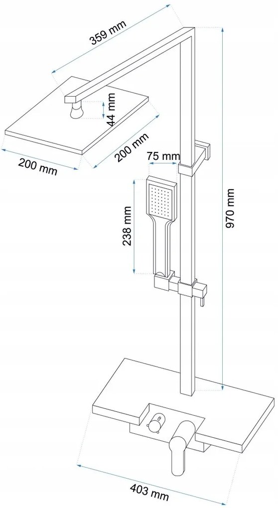 Rea Lucas - sprchový set s výtokem, chrom, REA-P0221