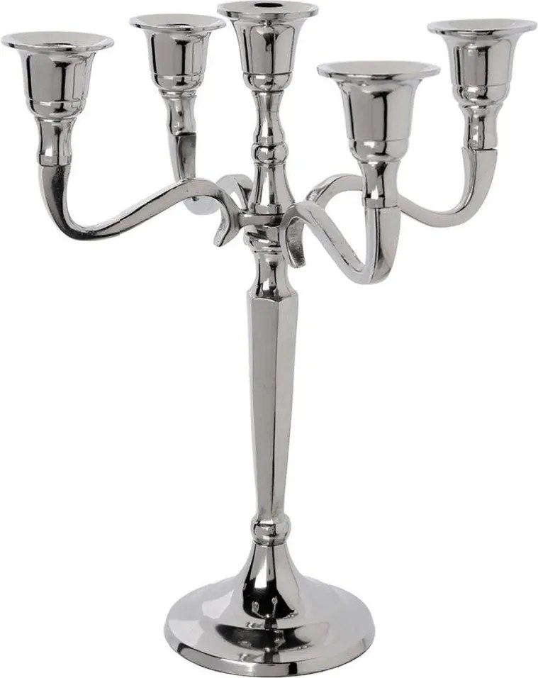 Kovový svícen stříbrný, 22 cm
