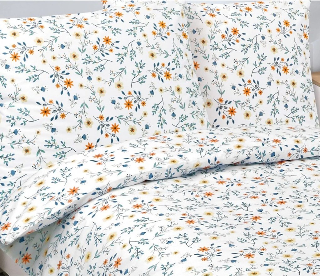 Bavlněné povlečení Žlutá,Modrá 90/169 - 140x200 cm, 70x90 cm