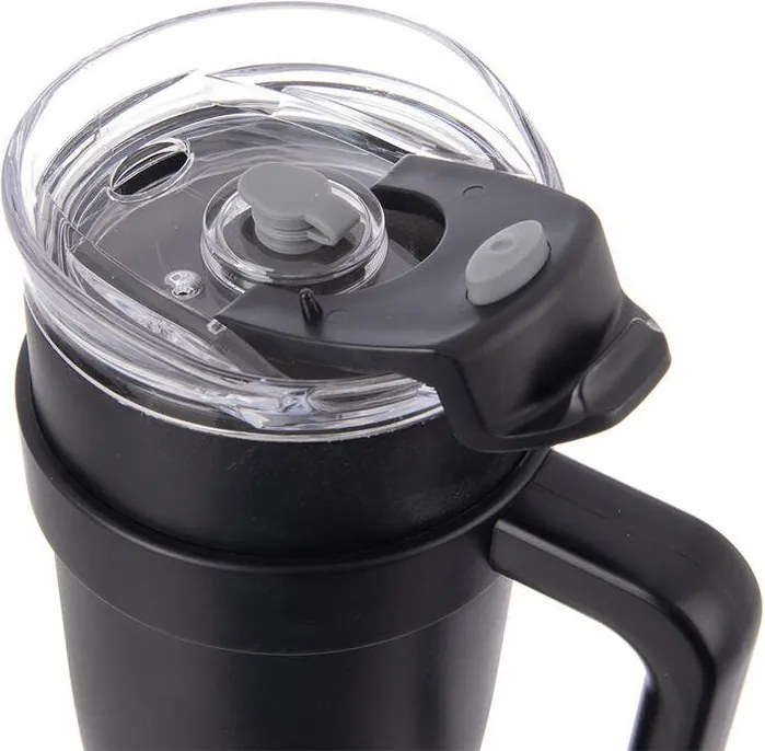 Nerezový termohrnek s brčkem TERMO 1,2 l, černý
