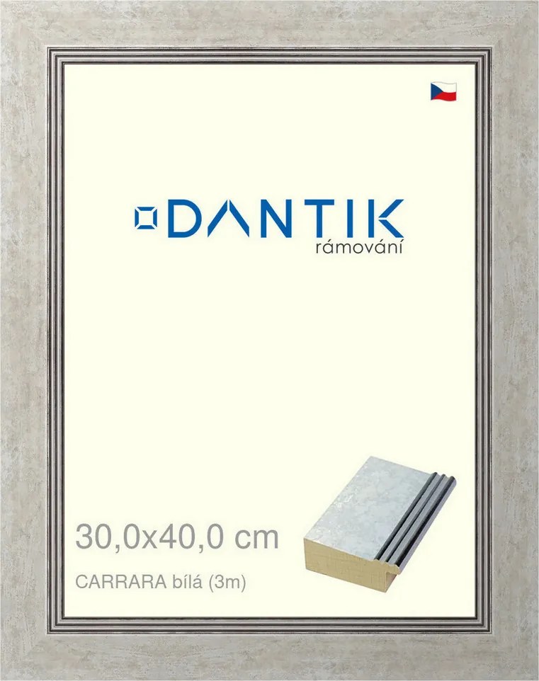 DANTIK rámeček 30x40 | CARRARA Bílá (Plexi Čiré)