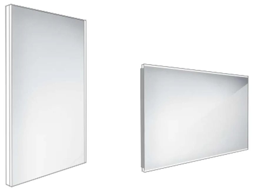 Nimco - Koupelnové podsvícené LED zrcadlo 40x60 cm, hranaté, aluminium ZP 9000
