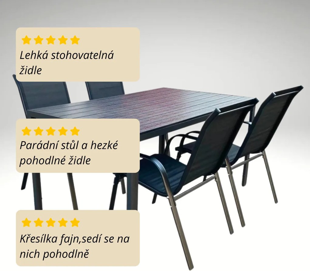 Vikio Venkovní zahradní set 140x80 pro 4 osoby DK302-140 antracit