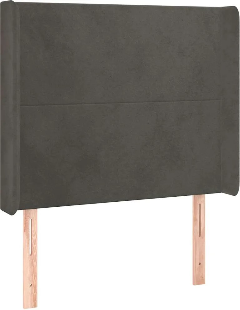 Čelo postele s LED tmavě šedé 93 x 16 x 118/128 cm samet 3123805