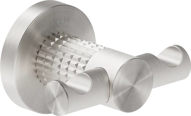 Mexen Triv, nástěnný dvojitý háček na ručníky, broušená ocel, 70A33012-97