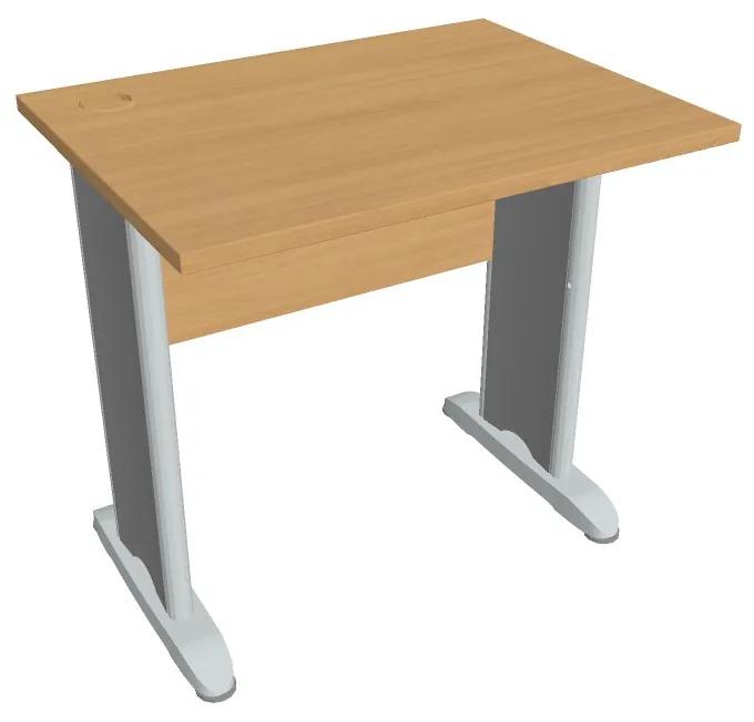 Stůl pracovní rovný 80 cm hl. 60 cm - Hobis Cross CE 800 Dekor stolové desky: buk, Dekor lamino podnože: buk, Barva nohou: Stříbrná