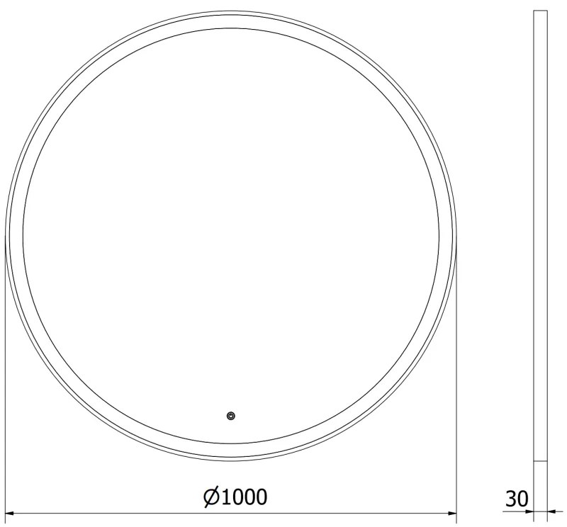 Mexen Esso, kulaté LED podsvícené koupelnové zrcadlo 100 cm, 6000K, topná podložka proti zamlžování, zlatý rám, 9825-100-100-611-50