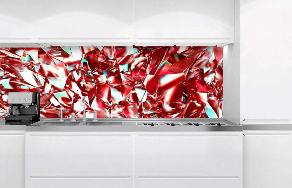 Postershop Samolepící omyvatelná tapeta za kuchyňskou linku - Červené krystaly, 180x60 cm