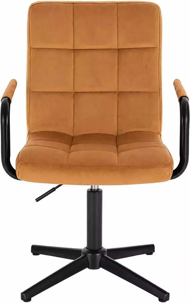 LuxuryForm DESIGN Otočná židle VERONA BLACK VELUR na černém kříži - medová