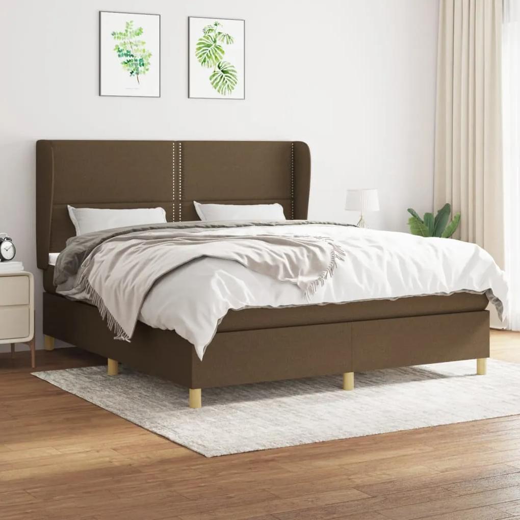 Box spring postel s matrací tmavě hnědá 180x200 cm textil,  3128464