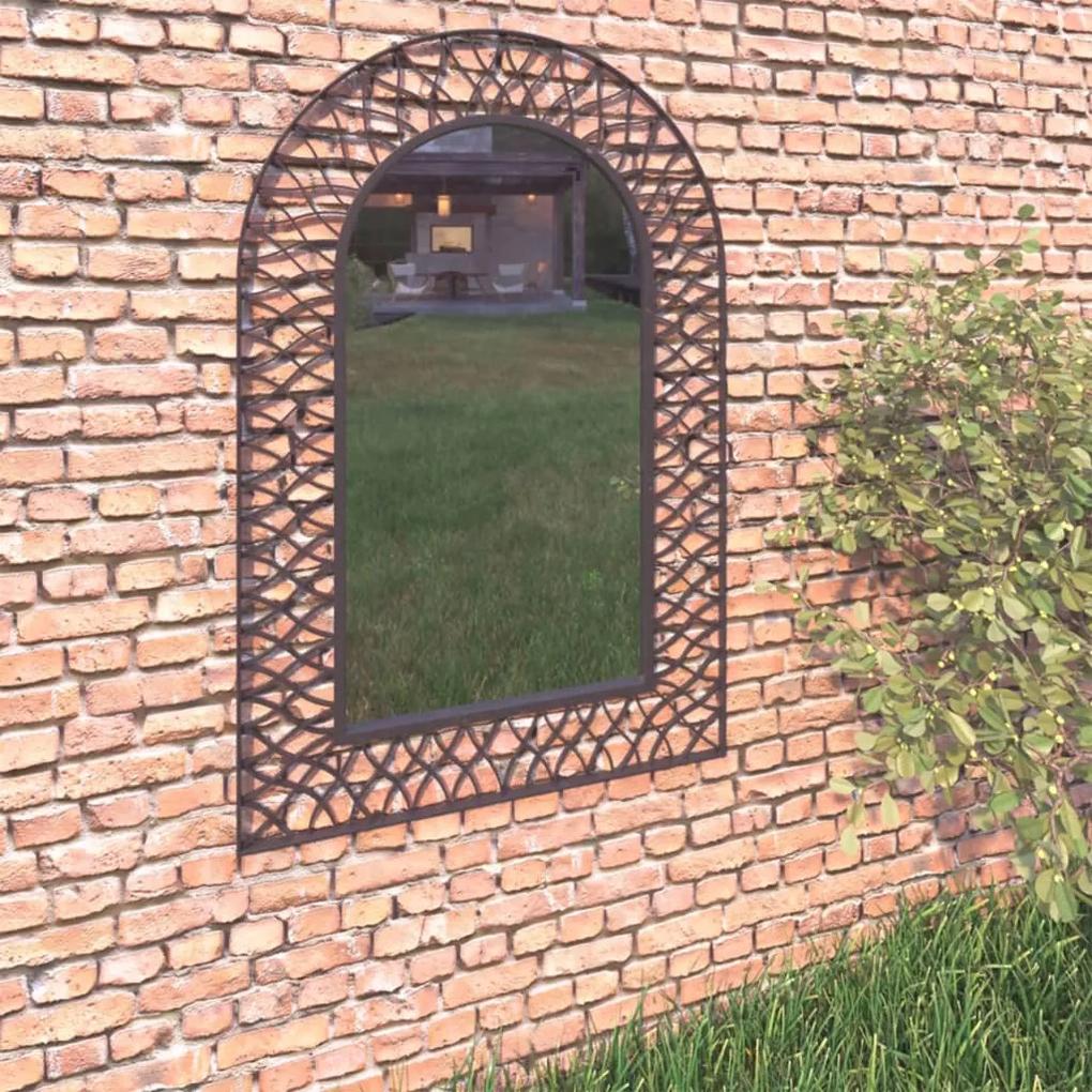 Zahradní nástěnné zrcadlo s obloukem 50 x 80 cm černé - Default Title