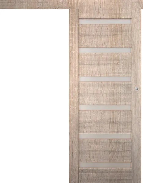 posuvné interiérové dveře na stěnu vasco doors EVORA model 5 Průchozí rozměr: 90 x 197 cm, Orientace dveří: Levé dveře, Dekor: Dub Viking