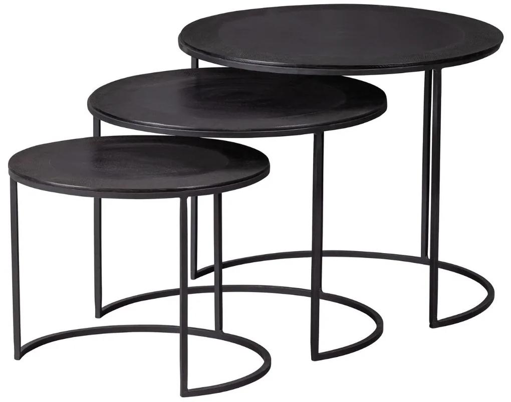OnaDnes -20% Hoorns Set tří tmavě hnědých kovových konferenčních stolků Jinny 41/48/55 cm
