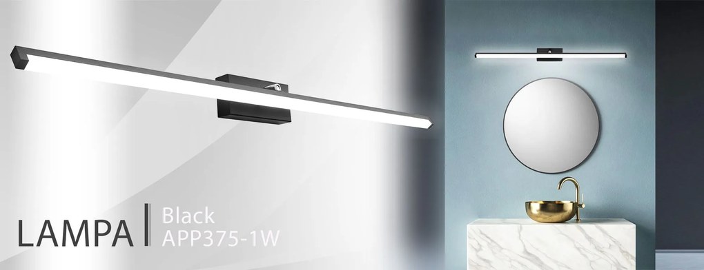 Rea - Toolight, LED koupelnové svítidlo nad zrcadlo 20W 100CM APP375-1W, černá, OSW-05005