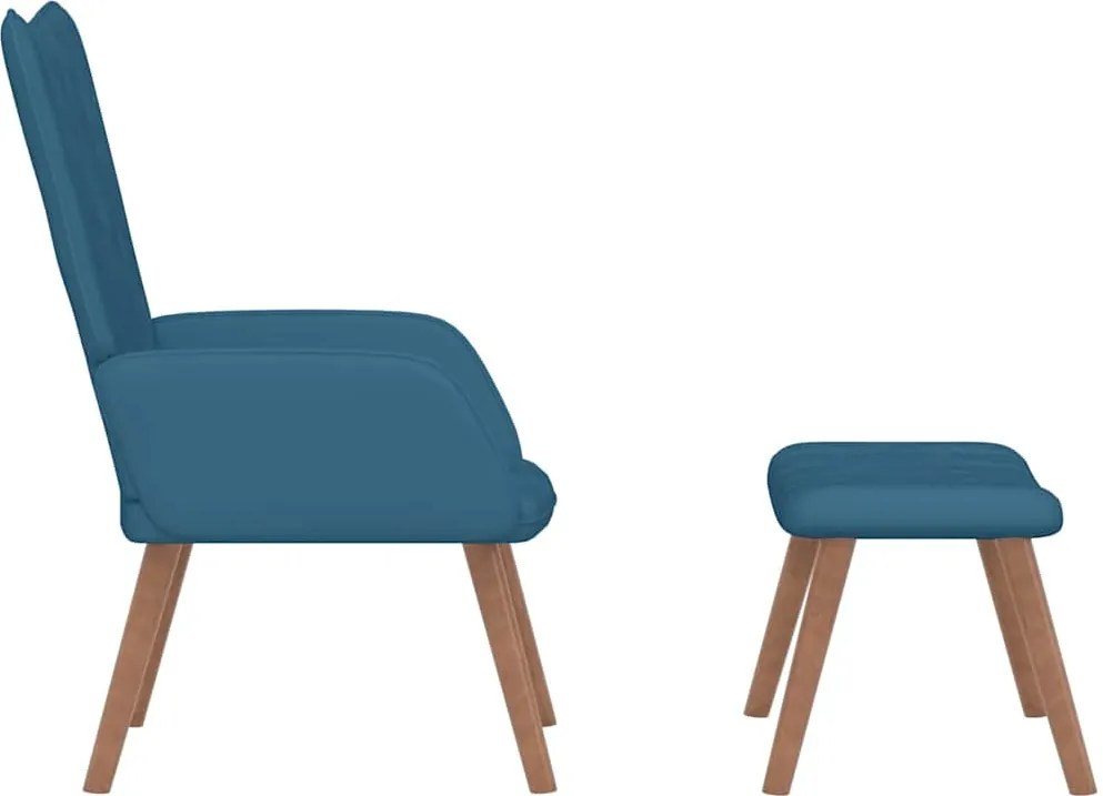 Relaxační křeslo se stoličkou modré samet 327676