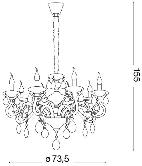 Ideal Lux - Křišťálový lustr na řetězu NEGRESCO 8xE14/28W/230V pr. 73,5 cm čirá