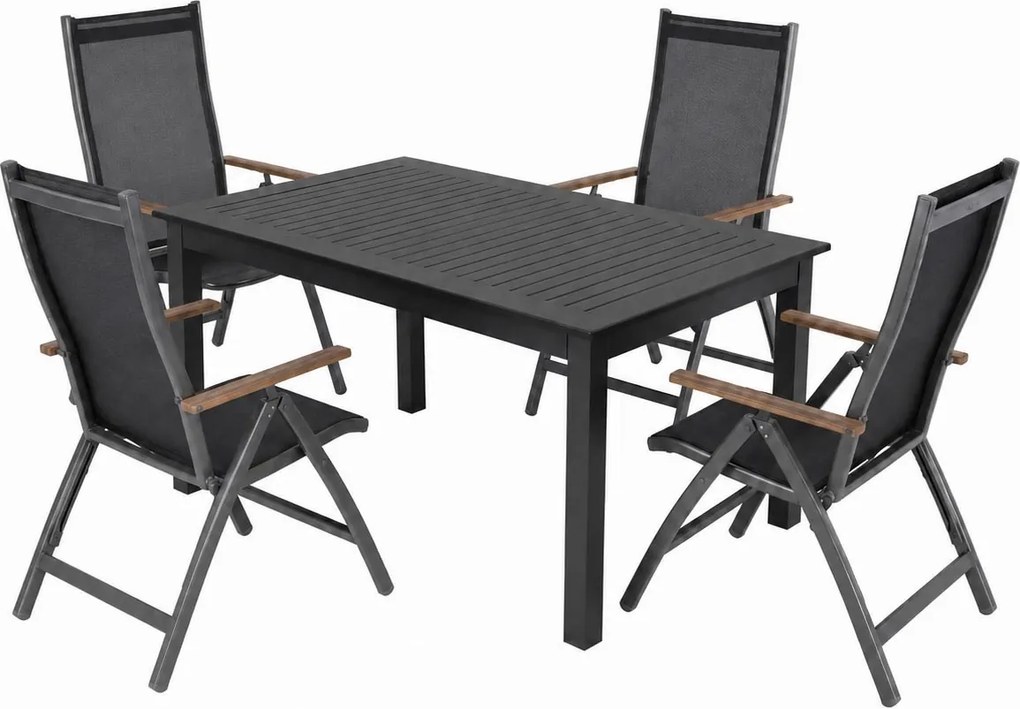 Doppler EXPERT antracit Wood Plus - zahradní souprava polohovací 4+1