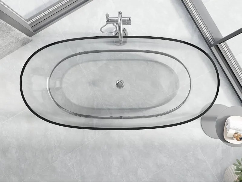Mexen Pure čirá volně stojící vana transparentní 170 x 80 cm, zátka chrom - 58071708008