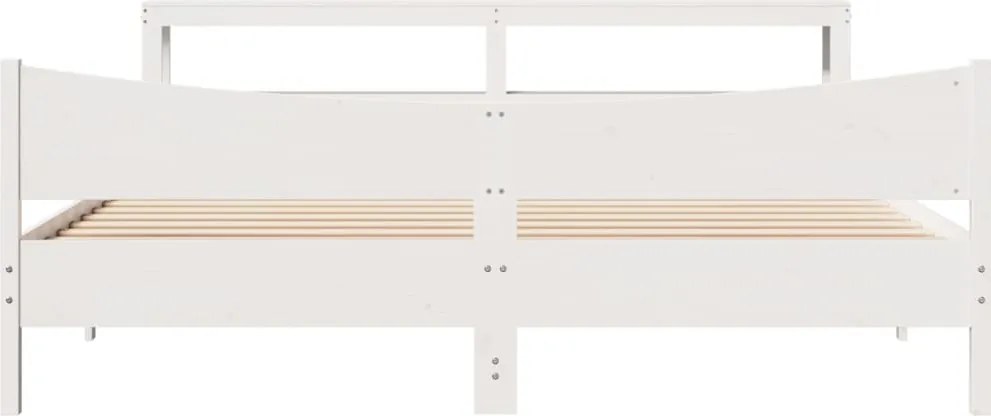 Rám postele s čelem bílý 200 x 200 cm masivní borové dřevo 3306292